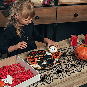 Nialnant Halloween Decoration Table Runner with 12 Pack 3D Bats, Spider Web Black Lace Table Runner for Kitchen Dinner Table, Halloween Party Decoration Indoor - 13 x 72 Inch