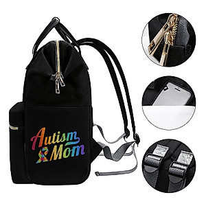 FunnyStar Autism Ribbon Mom Women's Laptop Backpack Travel Nurse Shoulder Bag Casual Mommy Daypack