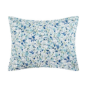 Poppy & Fritz - Queen Duvet Cover Set, Reversible Cotton Bedding with Maching Shams & Zipper Closure, All Season Home Decor (Olivia Blue, Queen)