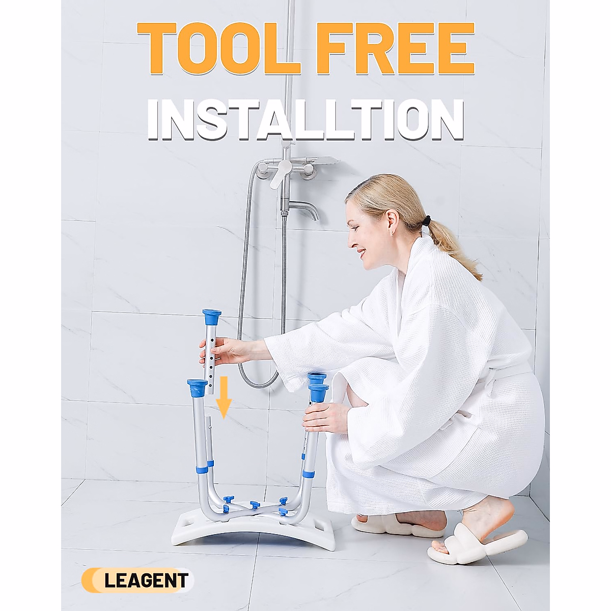 Leagent FSA HSA Eligible Shower Chair for Inside Tub, Shower Stool for Inside Shower, Shower Seat for Bathtub, Adjust Bath Chairs for Elderly/Disabled