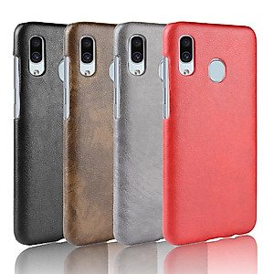 Phone Case for Samsung Galaxy A40 Case, [PU Leather]+[Hard Plastic] for Samsung Galaxy A40 Protector Case, Non-Slip Shockproof for Samsung Galaxy A40 Phone Cover Red