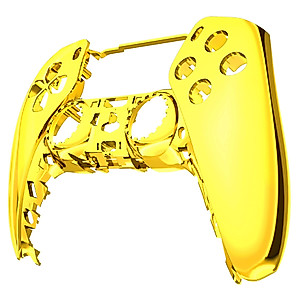 eXtremeRate Chrome Gold Glossy DIY Accessories Replacement Front Shell Compatible with ps5 Controller, Custom Faceplate Compatible with ps5 Controller - Touchpad NOT Included