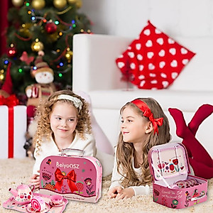 Tea Party Set for Little Girls, Princess Tea Time Toy with Food Sweet Treats Playset Carrying Case, Tea Set Birthday Gift Toys for 3 4 5 6 7 8 Year Old Girls Todler