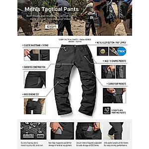 CQR CLSX Men's Tactical Pants, Water Resistant Ripstop Cargo Pants, Lightweight EDC Work Hiking Pants, Outdoor Apparel, Duratex Black, 38W x 30L
