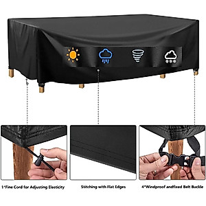 PDSYCB Patio Furniture Cover Waterproof 75''L x 47''W x 30''H/190x120x75cm 600D Heavy Duty Outdoor Furniture Cover Windproof UV and Fade Resistant for Patio Furniture Set Table and Chairs -Black