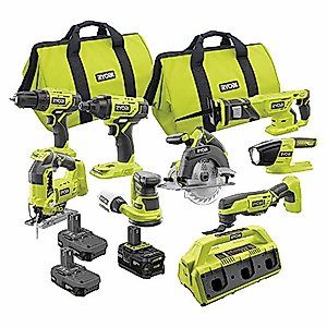 RYOBI PCK700KN ONE+ 18V Cordless 9-Tool Combo Kit with 3 Batteries and 6-Port Supercharger
