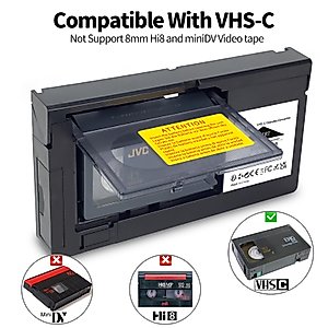 VHS-C Cassette Adapter Compatible with VHS-C SVHS Camcorders JVC RCA Panasonic Motorized VHS Cassette Converter （NOT Compatible with 8mm / MiniDV / Hi8）