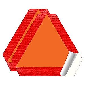 IGNIXIA (Pack of 02) Slow Moving Vehicle Sign, PVC Vinyl Decal Slow Moving Vehicle Triangle Sticker, 14”x 16” Inches Orange base with Reflective border, UTV, safety Triangle signs
