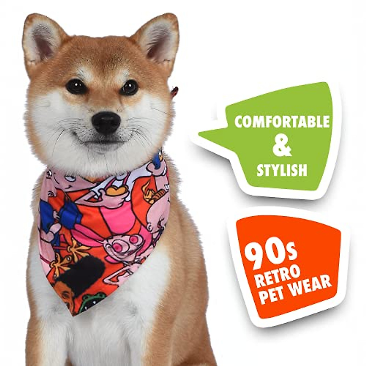 SpongeBob SquarePants for Pets All Stars Dog Bandana | Soft and Comfortable Dog Bandana with 90s Nickelodeon Characters from Rugrats, Hey Arnold, and More | One Size Fits All Dog Bandana