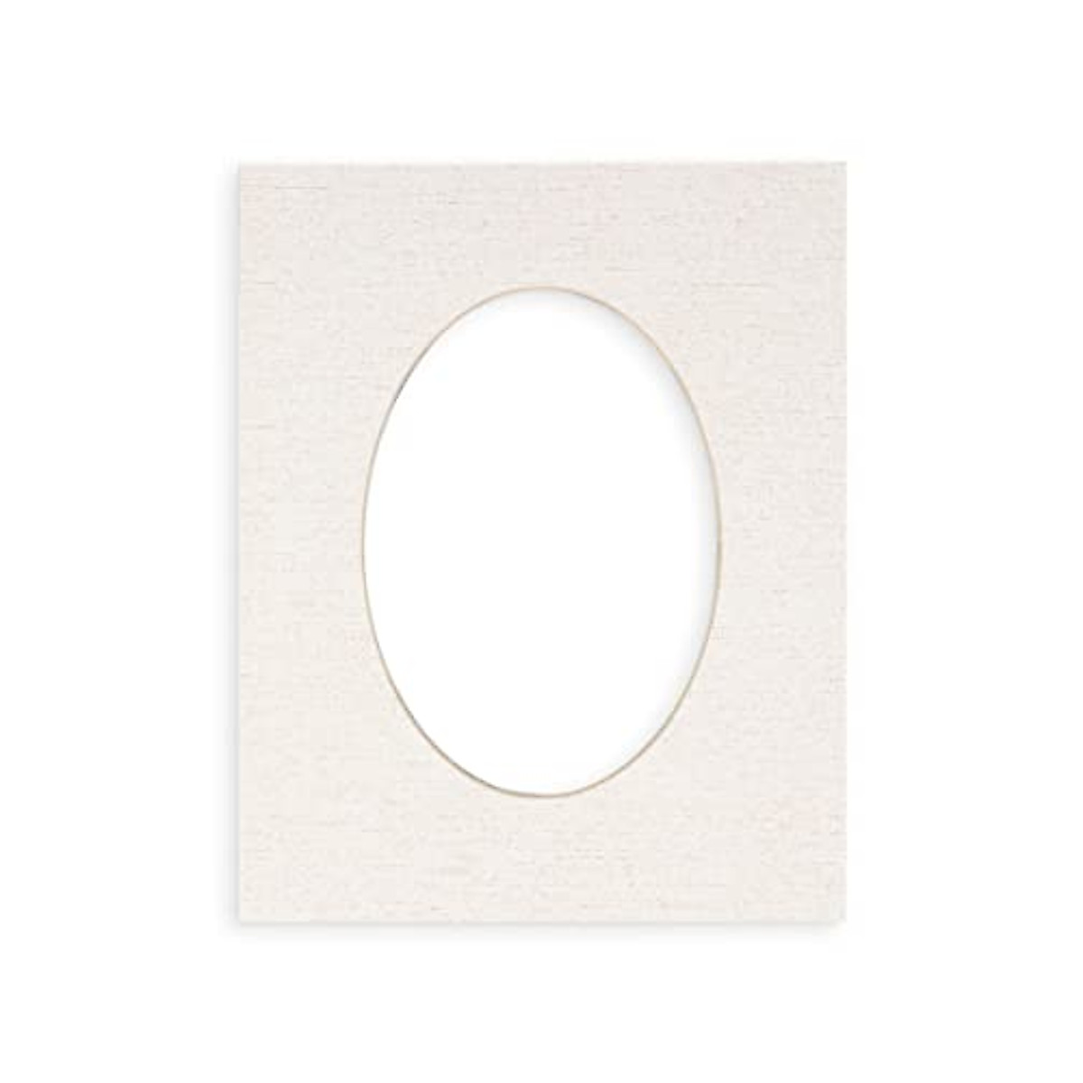 12x16 Mat Bevel Cut for 11x13.5 Photos - Precut White Linen Canvas Oval Shaped Photo Mat Board Opening - Acid Free Matte to Protect Your Pictures - Bevel Cut for Family Photos, Pack of 1 Matboard Show