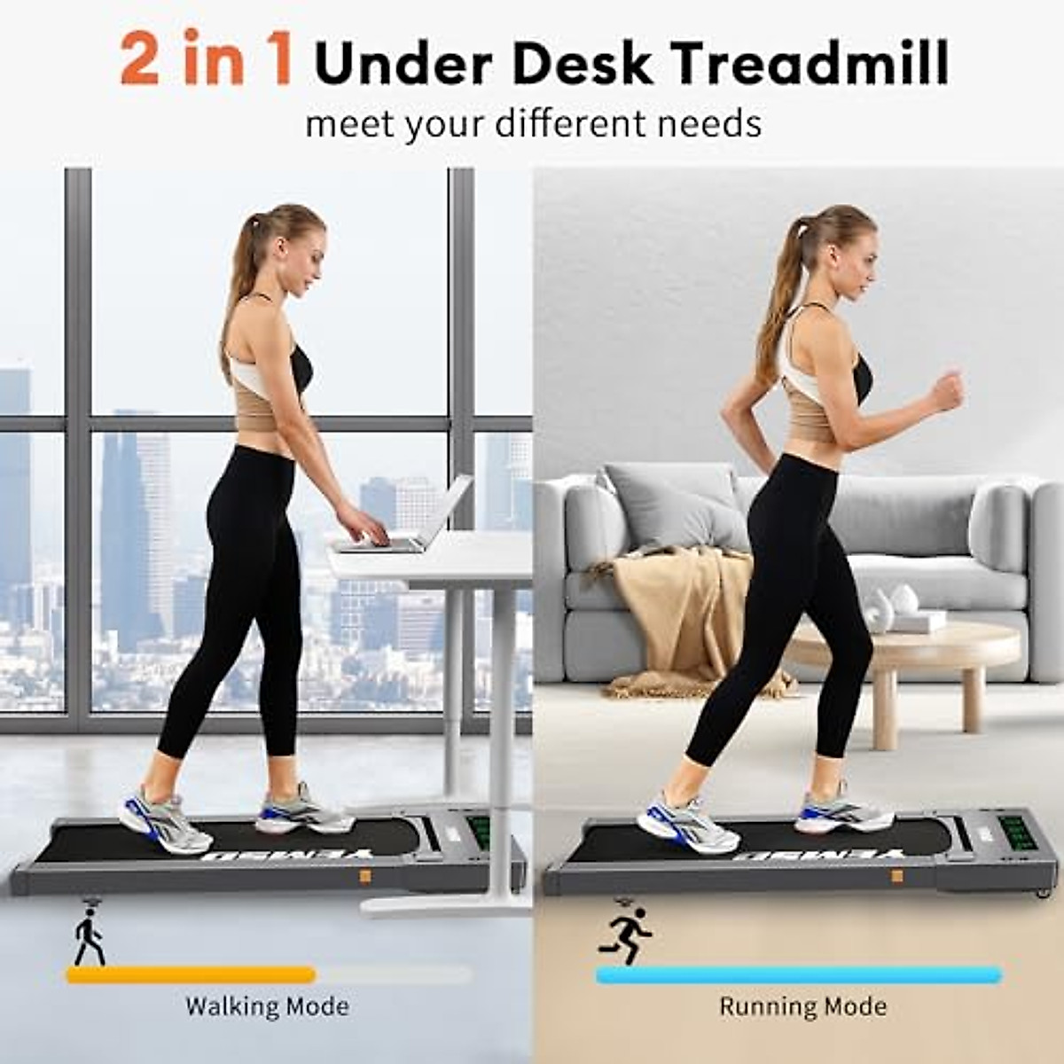 Yemsd Walking Pad Treadmill, 2.5 HP Under Desk Treadmill for Home Office Walking Treadmill with LED Display,Remote Controller,330LBS Weight Capacity