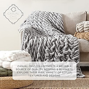 Casual Chic Lapin Ultra Fine Faux Fur Throw Blanket - Luxurious, Chic, Soft and Cozy 400 GSM Microfiber Blanket for Couch and Bed - 50” x 60” (Gray)