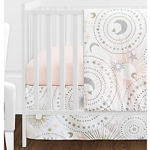 11 pc. Blush Pink, Gold, Grey and White Star and Moon Celestial Baby Girl Crib Bedding Set by Sweet Jojo Designs