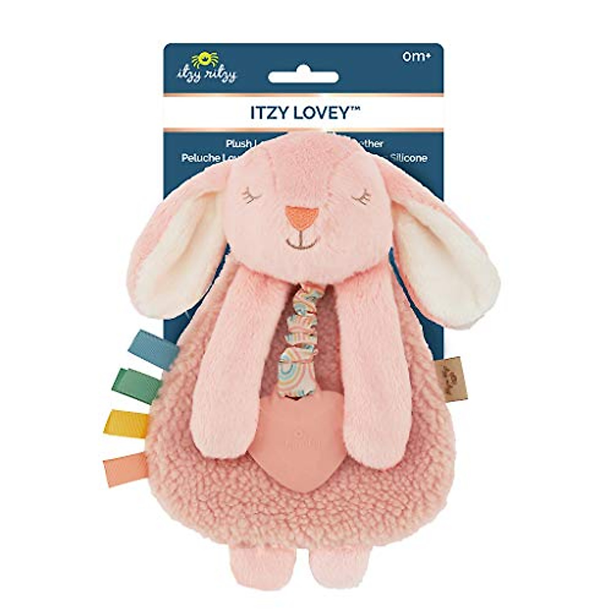 Itzy Ritzy - Itzy Lovey Including Teether, Textured Ribbons & Dangle Arms; Features Crinkle Sound, Sherpa Fabric and Minky Plush; Bunny