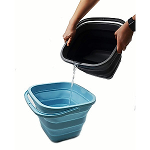 SAMMART 11L (2.9 Gallon) Collapsible Rectangular Handy Basket/Bucket (1, Grey/Black)
