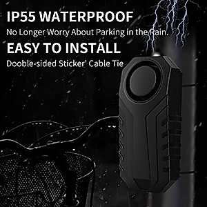 Vibration Sensing Bike Alarm with Remote, 113db Loud Bicycle Alarm System Anti Theft, Wireless Motorcycle Alarm for Electric Bike Tricycle Mobility Scooter Vehicles Ebike for Cycling Security