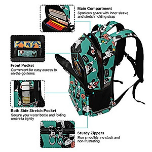 ALAZA Cute Pug Dog Print Mint Green Backpack Purse for Women Men Personalized Laptop Notebook Tablet School Bag Stylish Casual Daypack, 13 14 15.6 inch