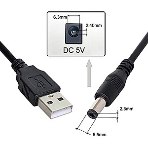 cablecc USB 2.0 Male A Type to 5.5 x 2.5mm DC 5V Power Plug Barrel Connector Charge Cable 80cm