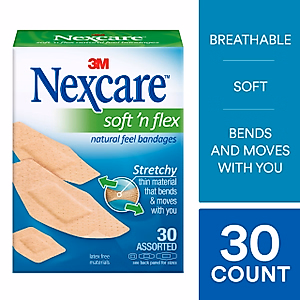 Nexcare Soft 'n Flex Bandage, Assorted Sizes, 30 Count