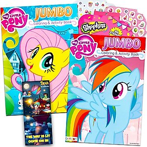 M L P My Little Pony Coloring Book Bundle with Stickers (2 Jumbo Books Featuring Rainbow Dash, Fluttershy, Pinkie Pie and More)