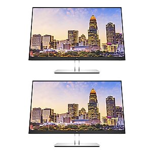 HP EliteDisplay E27 G4 27 Inch IPS LED Backlit Monitor 2-Pack Bundle with FHD 1920 x 1080, Blue Light Filter, HDMI, VGA, DisplayPort