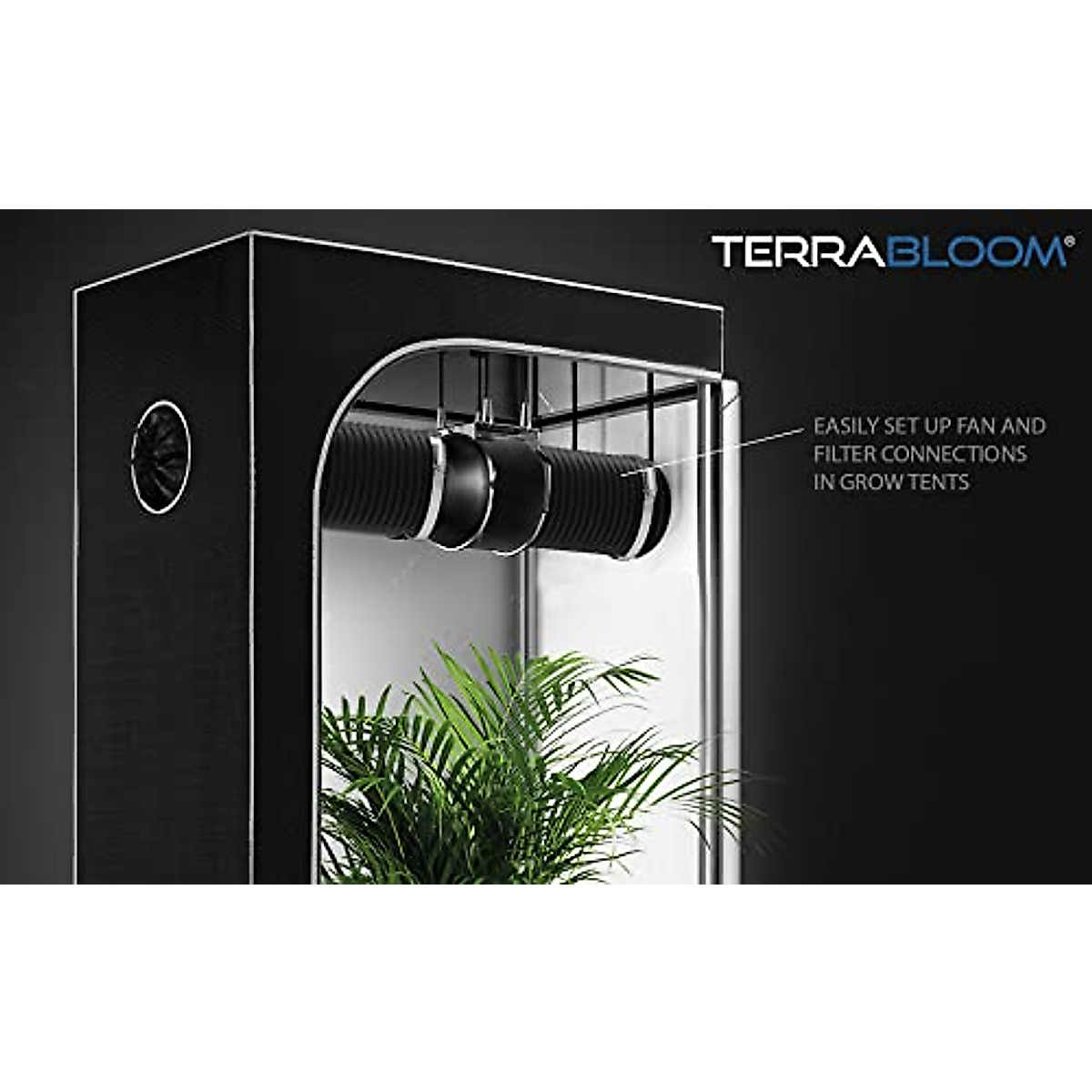 TerraBloom Flexible 6 Inch Ducting - Black 25 Feet Flex Aluminum Duct with 2 Clamps – 4 Layer HVAC Ventilation Air Hose - Great for Grow Tents, Dryer Rooms, House Vent Register Lines