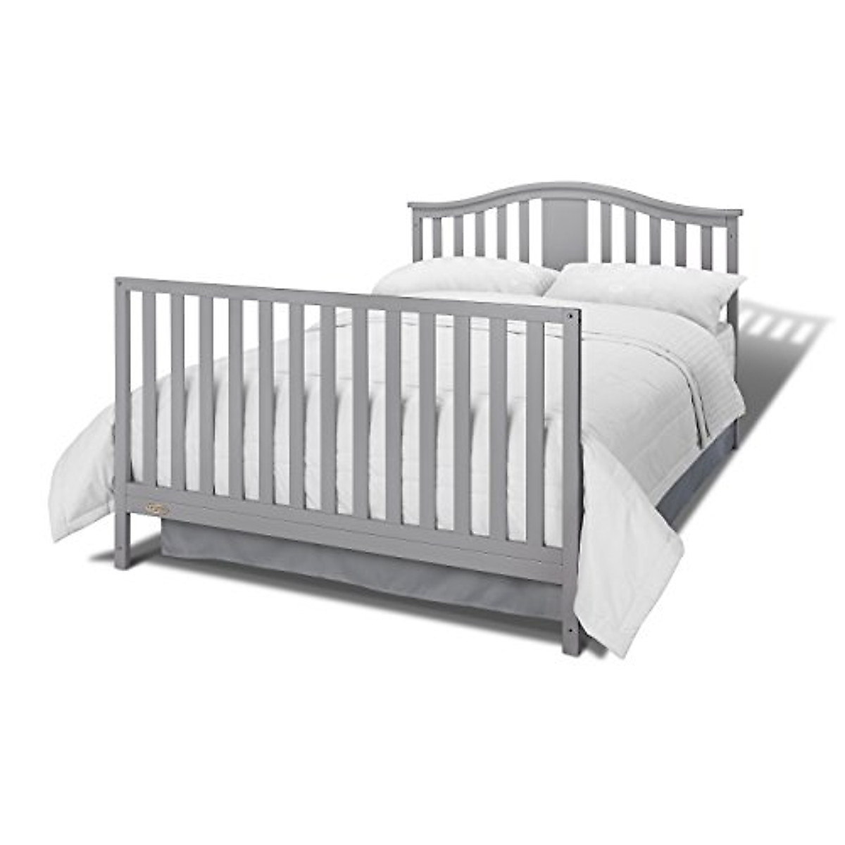 Graco Solano 4-in-1 Convertible Crib with Drawer (Pebble Gray) – GREENGUARD Gold Certified, Crib with Drawer Combo, Includes Full-Size Nursery Storage Drawer, Converts to Toddler Bed and Full-Size Bed