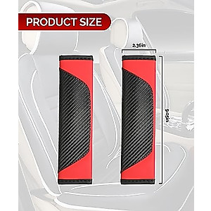 RACOONA Seat Belt Cover Pad,Seatbelt Covers,Car Accessories Car Seat Belt Cover,Carbon Fiber Seat Belt Shoulder Pad,Seatbelt Cushion Seatbelt Shoulder Strap Covers for Cars,Trucks(Black&Red)