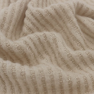 Solid Waffle Brush Poly Rayon Spandex Knit Fabric (Sample Swatch (7"x10" Inches), Sand)