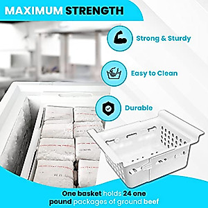 FreezerMax Single Basket - Universal Chest Freezer Organizer Basket -Fits freezers with interior box front to back measurement of 16" to 21 1/2" - Single Adjustable Basket (1 Basket Only)