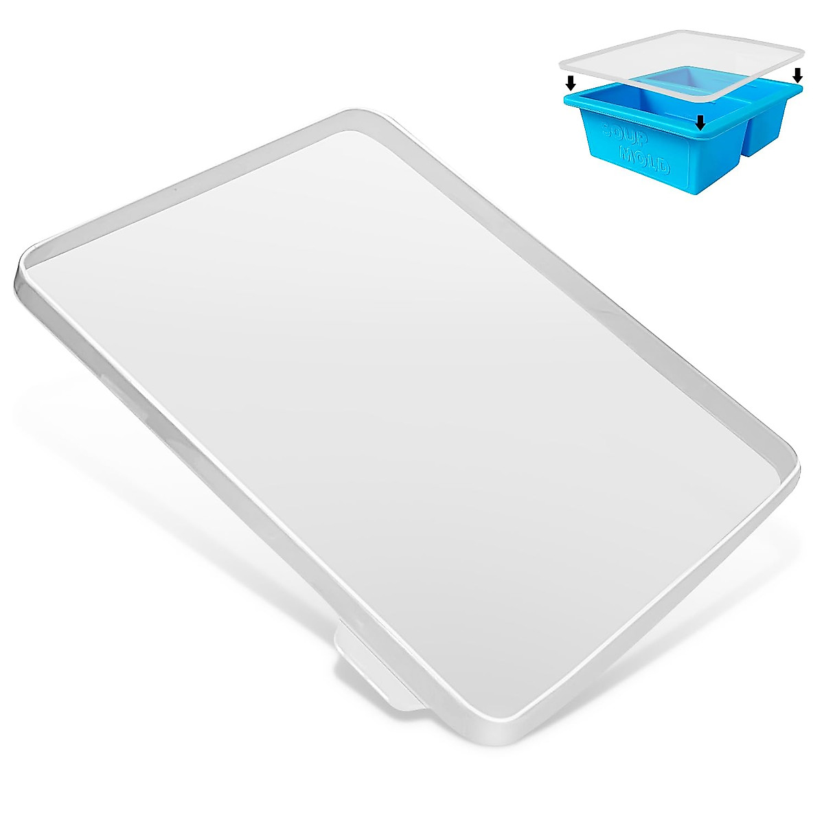 1 Pack Plastic Lids, Walfos Food Storage Container Lids Plastic Lid Square Food Storage Container Lid Suitable for Freezing Tray Set