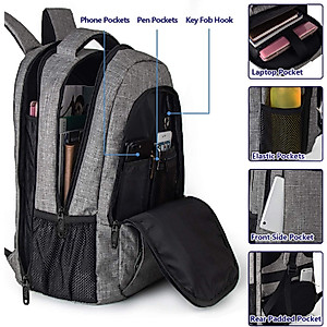 MATEIN 17 Inch Travel Laptop Backpack, Extra Large Business Backpack with USB Charging Port, Water-Resistant Computer Bag Daypack for Men Women Work Anti-Theft College Backpack, Grey