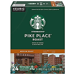 Starbucks Pike Place Roast Coffee K-Cup Portion Packs for Keurig Brewers, 72 Count (3 boxes of 24 K-Cups)