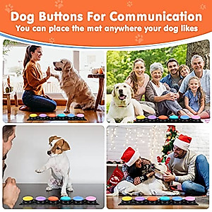 DCIAER Dog Buttons for Communication,Talking Buttons for Dogs,6 Recordable Sound Buttons + 24 Scene Patterns + 1 Dog Button Mat+ 12 AAA Batteries，30 Seconds Dog Buttons for Pet Sound Training Toy