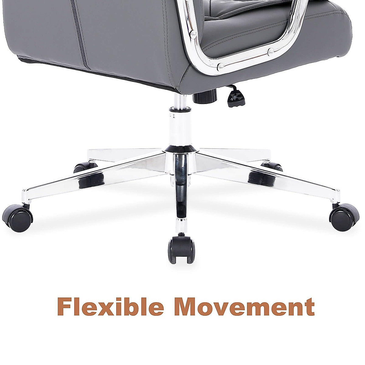 Hoxne Leather Executive Office Chair with Arms and Wheels, High Back Ergonomic Computer Desk ChairAdjustable Height Swivel Office Desk Chair, 350LBS Capacity (Gray)