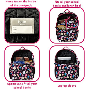 CLUB LIBBY LU Rainbow Backpack Set for Girls, 16 inch, 6 Pieces - Includes Foldable Lunch Bag, Water Bottle, Scrunchie, & Pencil Case