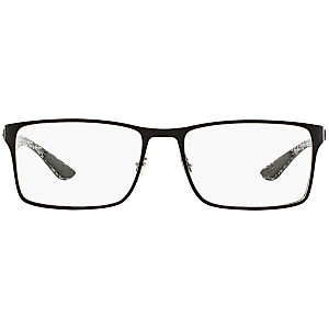 Ray-Ban RX8415 Rectangular Prescription Eyeglass Frames, Matte Black On Black/Demo Lens, 55 mm