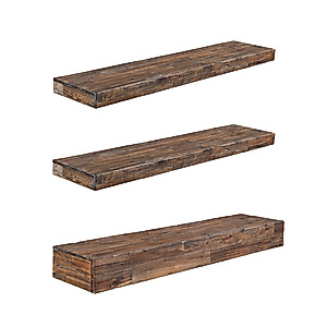 northbeam Distressed Floating Shelf Set with Hidden Storage (3 Pcs)