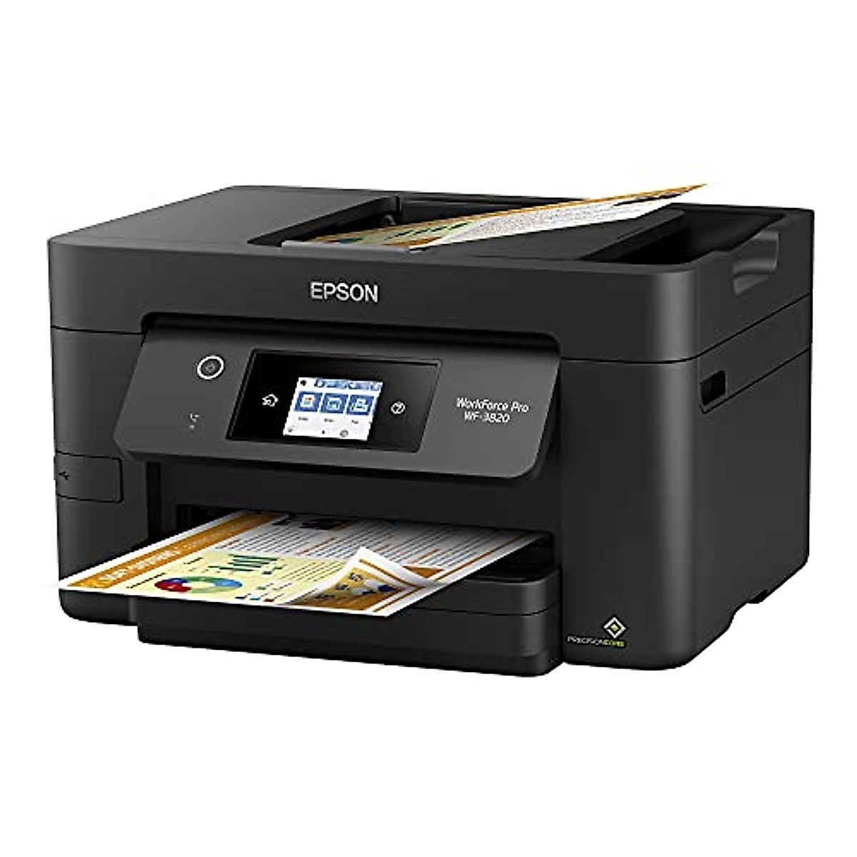 Epson Workforce Pro WF-3820 All-in-One Wireless Color Inkjet Printer Home Office, Black - Print Scan Copy Fax - 21 ppm, 4800 x 2400 dpi, 2.7" Touchscreen, Auto Duplex Printing, 35-Sheet ADF, Ethernet