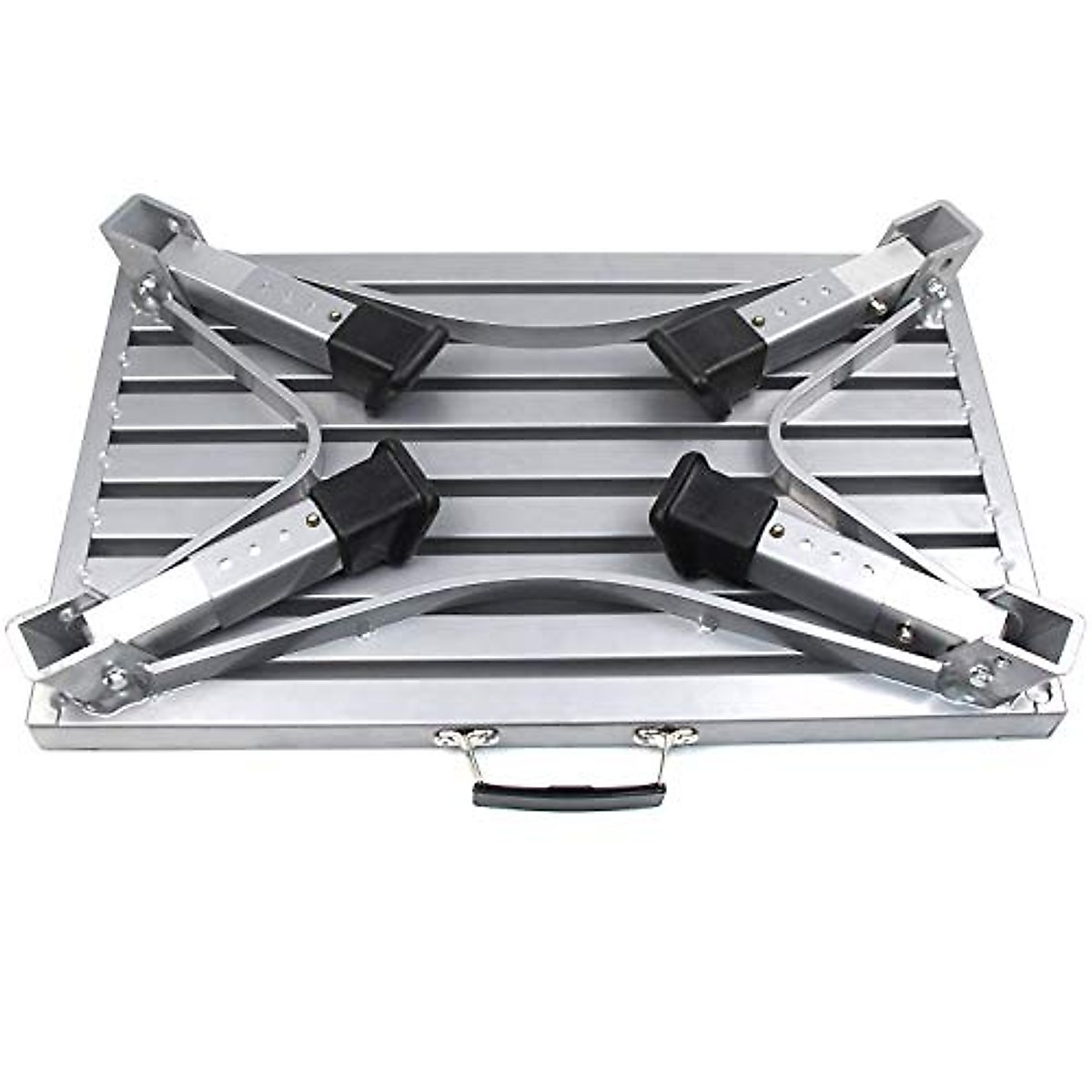 RV Step, RV Step Stool, Adjustable Height Aluminum Folding Platform Step with Non-Slip Rubber Feet, Handle, RV T Level, Durable Construction Supports Up to 1000 lbs, Easy Storage and Transport HELESIN