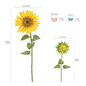 DECOWALL DS9-1905 Watercolour Sunflower Kids Wall Stickers Wall Decals Peel and Stick Removable Wall Stickers for Kids Nursery Bedroom Living Room décor