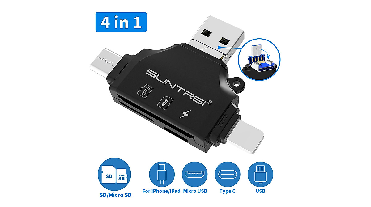 4-in-1 SD Card Reader for iPhone & Android