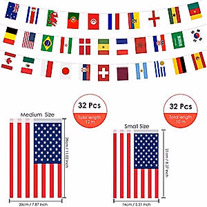AhfuLife World String Flag Bunting, 32 Countries 2022 World Cup Flags Banners Double-sided Polyester for, Garden, Bar, Restaurant and Party Decoration