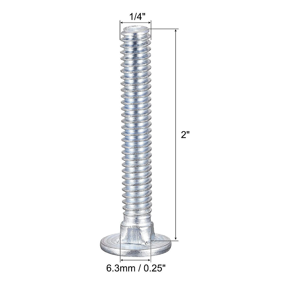 uxcell 1/4-20x2" Carriage Bolt Round Head Square Neck Q235 Carbon Steel 10pcs