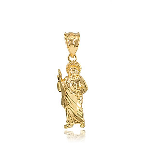 Polished 14k Yellow Gold Saint Jude Charm Pendant
