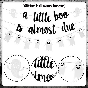 Balterever a Little Boo is Almost Due Baby Shower Decoration Black White Halloween Baby Shower Decoration with a Little Boo is Almost Due Banner Ghost Garland for Halloween Baby Shower Gender Reveal