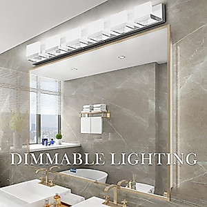Tipace 6 Lights Dimmable LED Modern Vanity Lights for Bathroom, Chrome Bathroom Wall Light Fixtures Over Mirror (White Light 6000K)