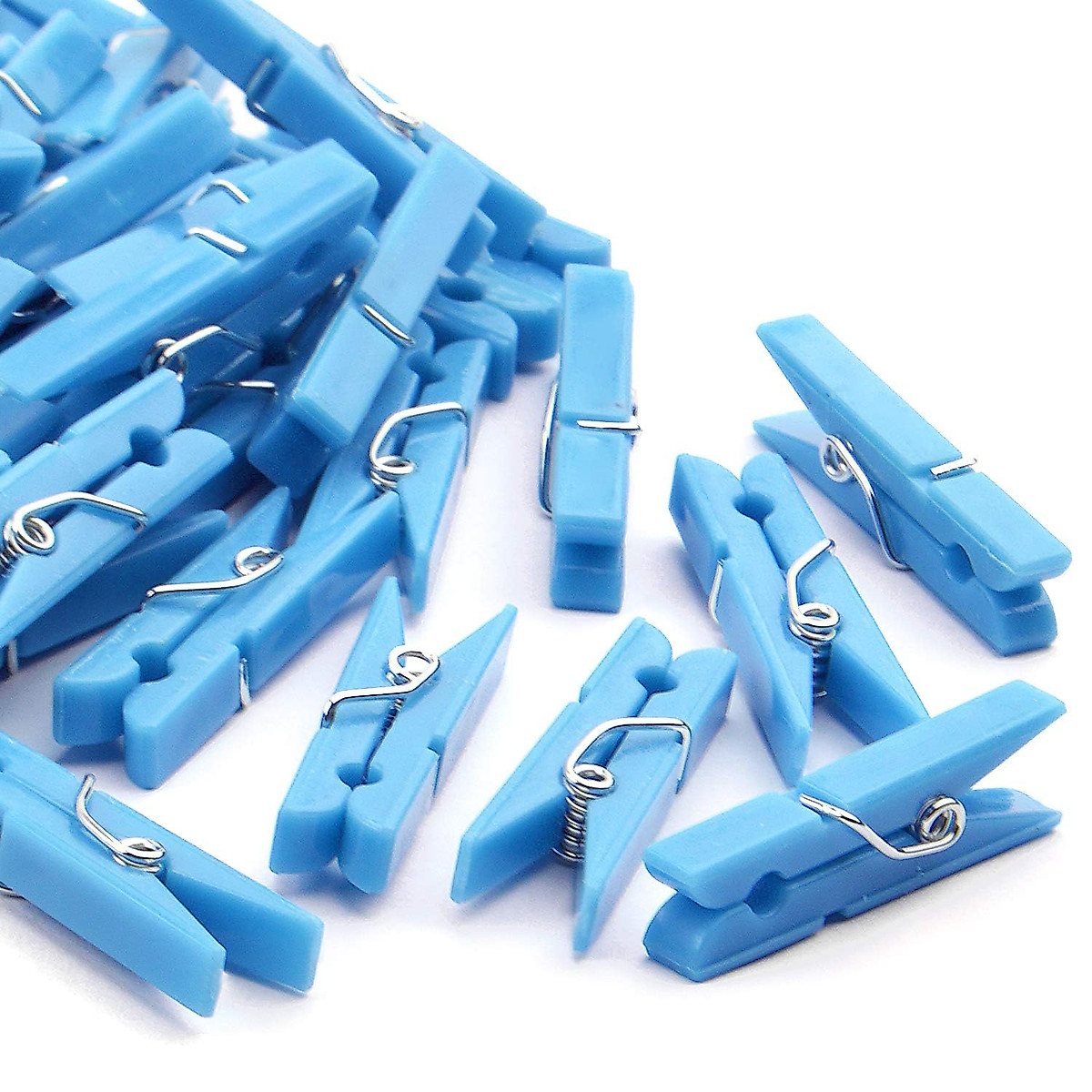 Jdesun 50 Pieces Photo Clips,Mini Plastic Picture Paper Clip Clothespins Peg for Office,Home,Arts(Blue)