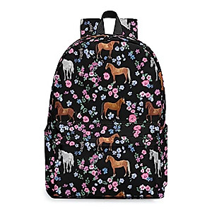 Horse Backpacks for Girls, 17 Inch School Backpack, Lightweight Bookbags for Girls, Large Capacity Book Bags for Kids, Casual Daypack with 15 Inch Laptop Compartment for College, Office or Travel