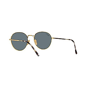 Ray-Ban RB3582 David Round Sunglasses, Gold/Dark Blue Polarized, 53 mm